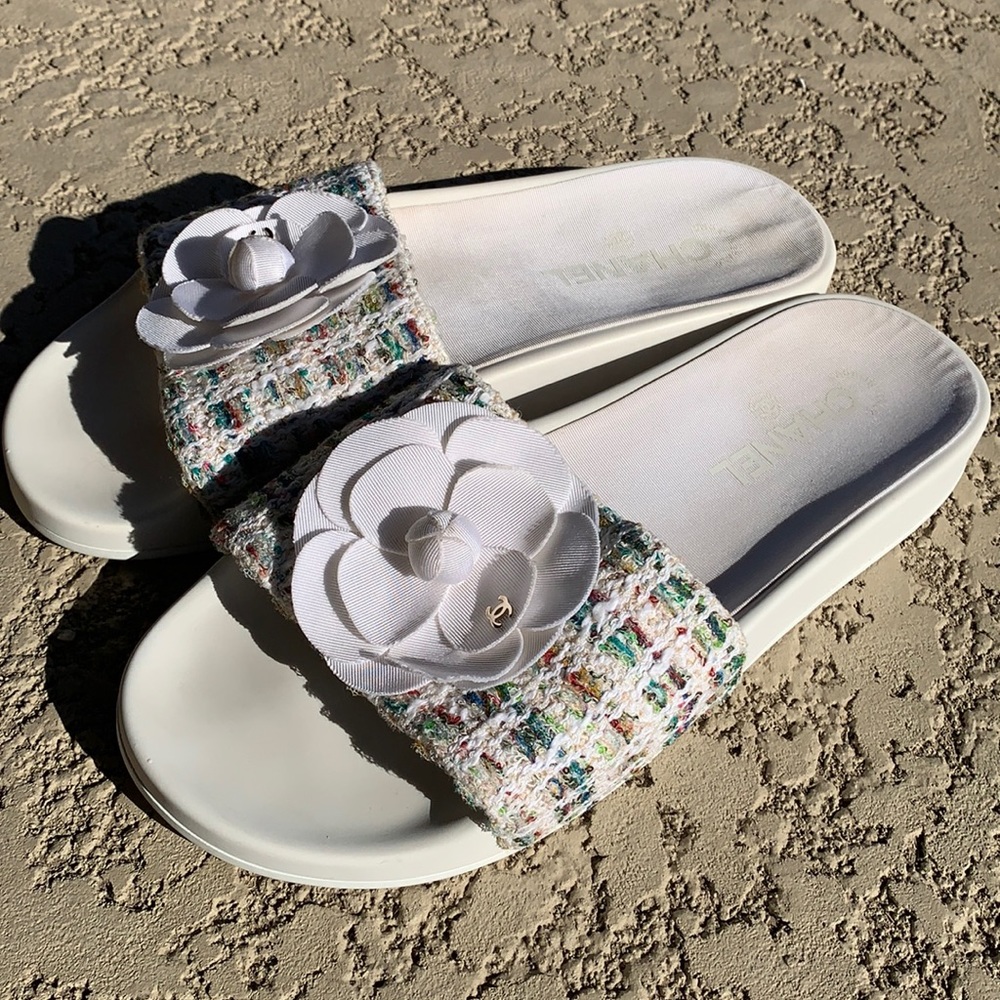 Chanel Tweed Slides - Gem